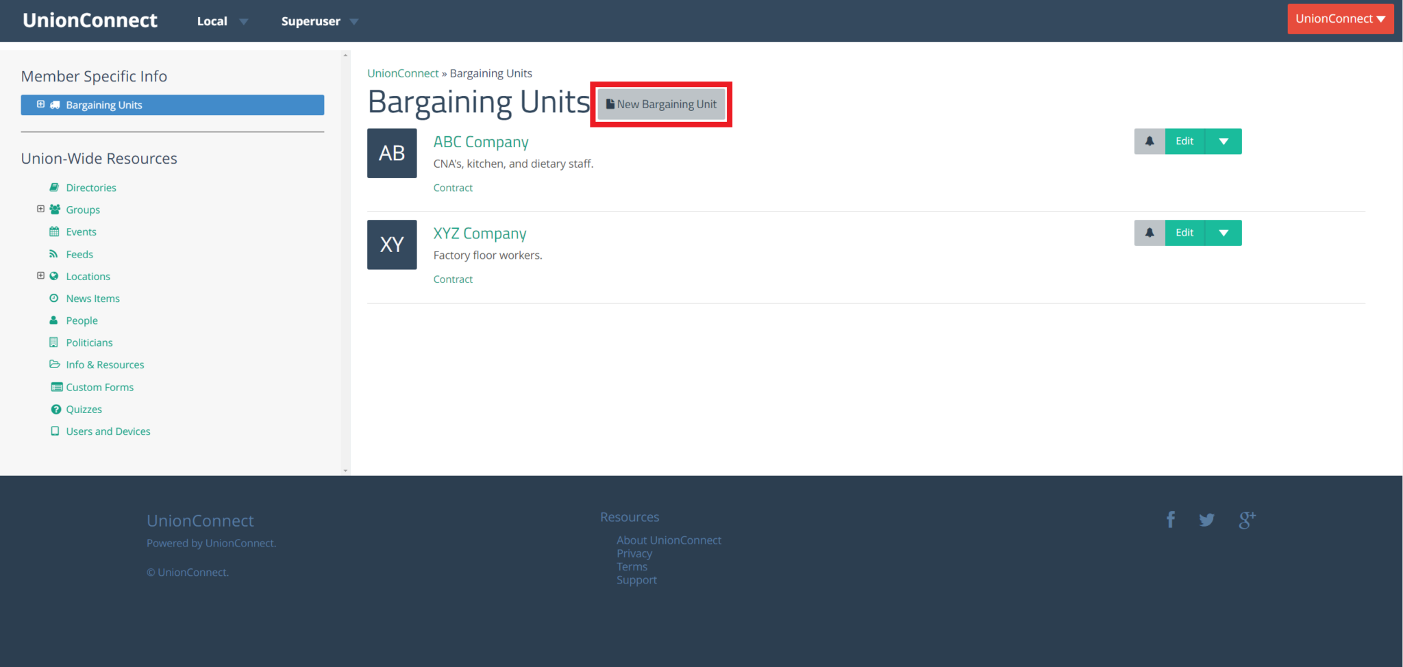 Creating a New Bargaining Unit – UnionConnect